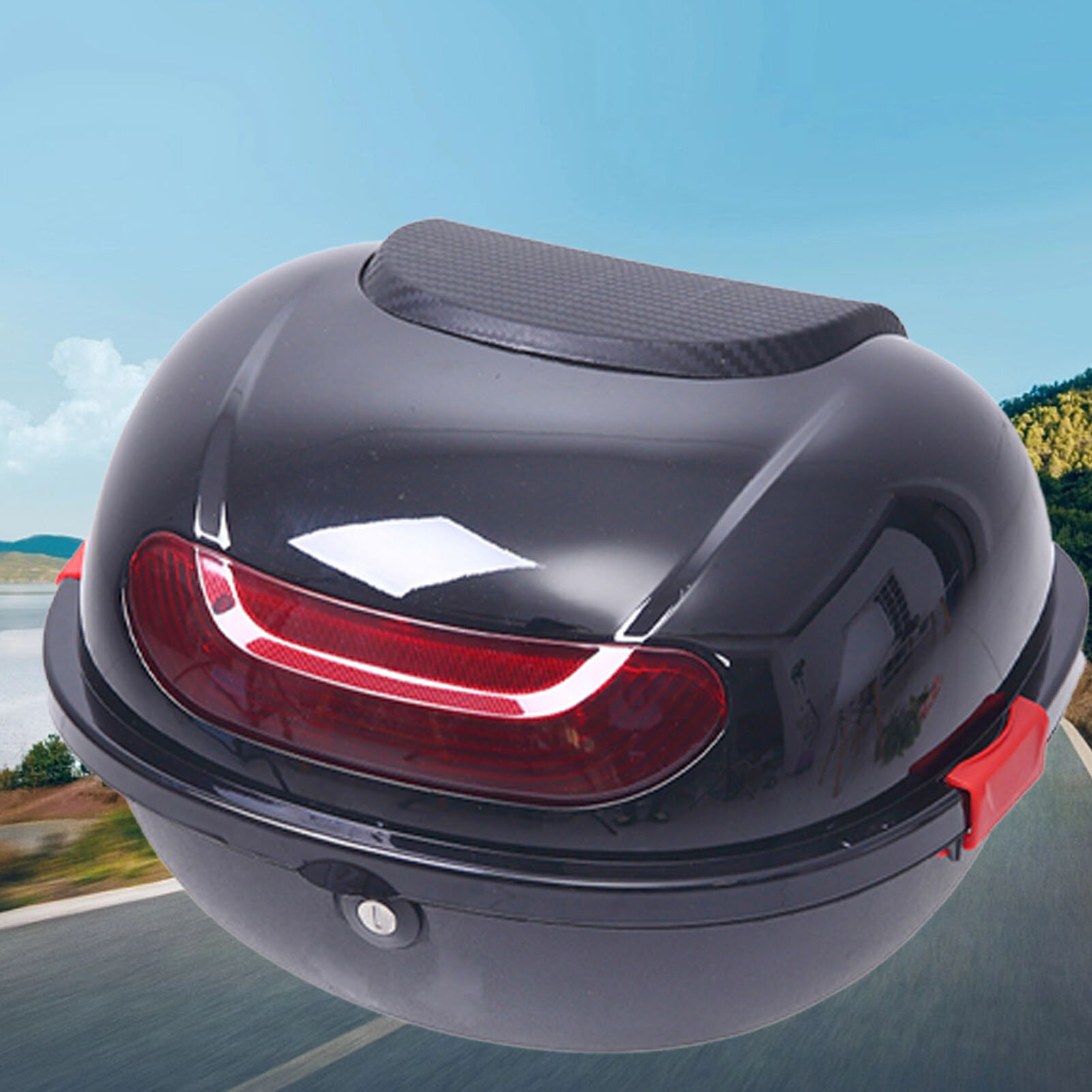 Задний багажник мотоцикла большой емкости водонепроницаемый ударопрочный универсальный багажник для скутера черный