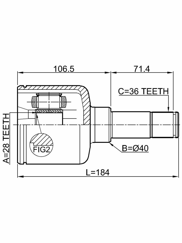Шрус внутренний левый 28x40x36 FORD 2111-TT9LH FEBEST.