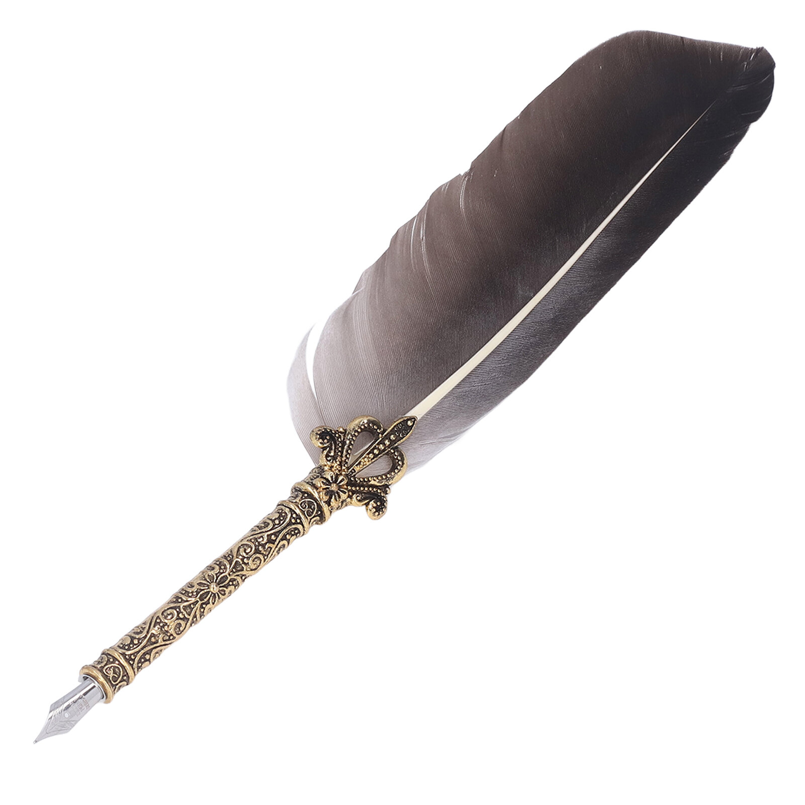 Гусиное перо из цинкового сплава, высокая гладкость, элегантные цвета, европейский ретро-стиль, перо для письма, рисования, серое