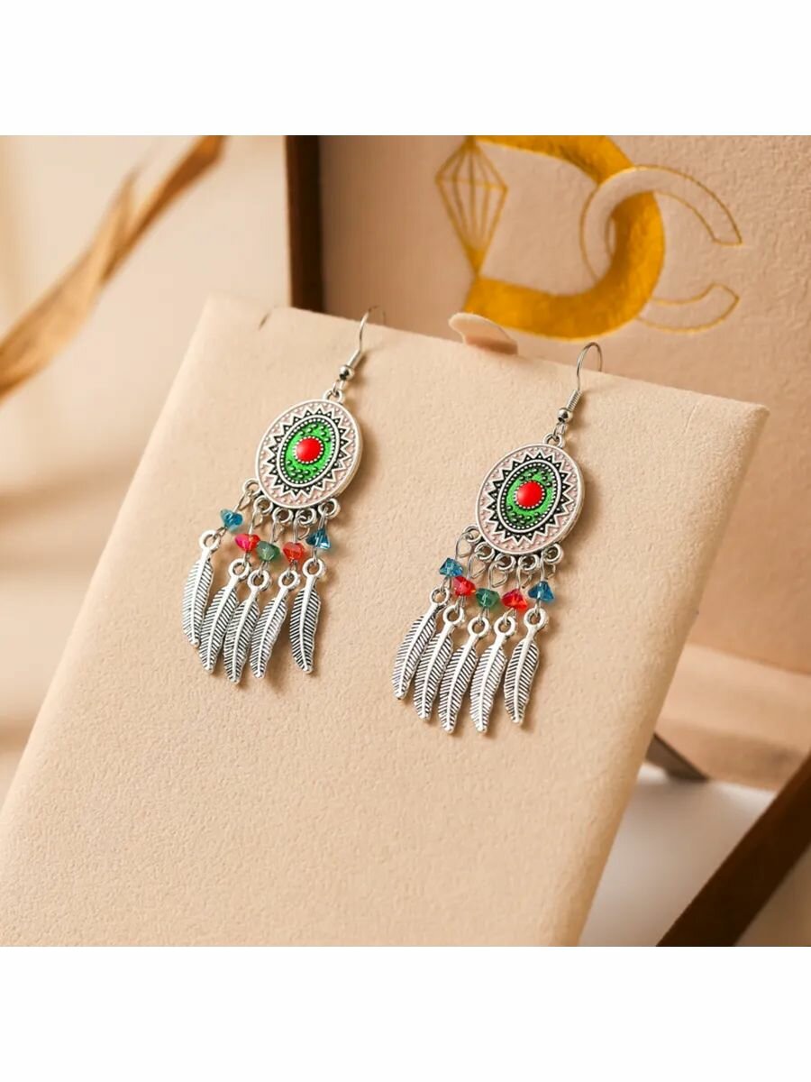 Серьги, бирюза синтетическая, эмаль