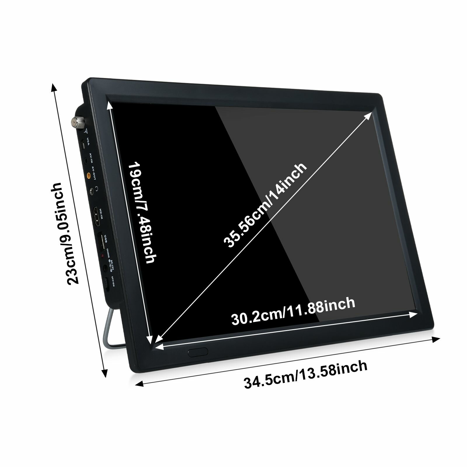 Портативный телевизор 14", ATSC, для кемперов, грузовиков