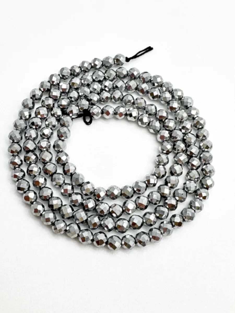 0991 Лучистый колчедан люкс бусины мокрый асфальт 3мм 1 нить