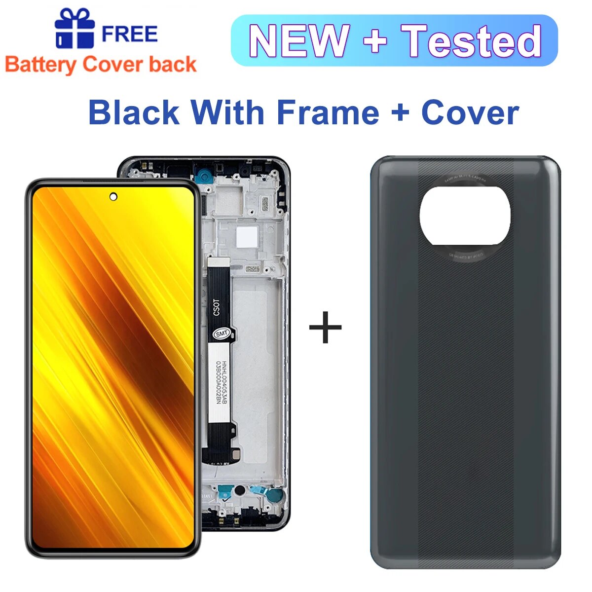 6,67-дюймовый протестированный экран Poco X3 Pro, для Xiaomi Poco X3, ЖК-дисплей с дигитайзером, сенсорный экран с рамкой для замены Poco X3 NFC Black With Frame