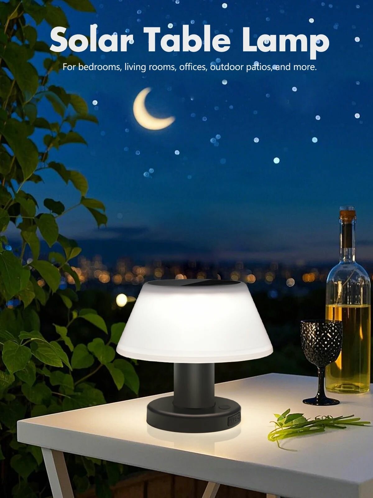 Уличная солнечная настольная лампа с батарейей 2200 мАч, теплый белый свет для кемпинга, 4 режима яркости, двойные режимы зарядки от солнца и USB, настольная лампа для ресторанов, отелей, баров