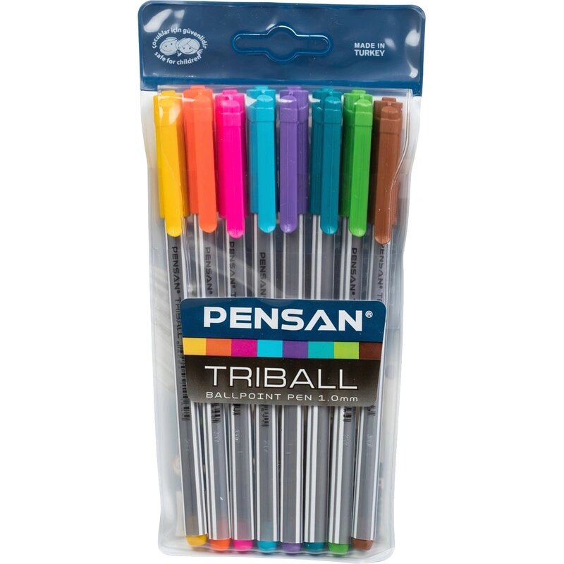 Набор шариковых ручек неавт. PENSAN TRIBALL набор8цв,1,0, масл,1003/PVC8