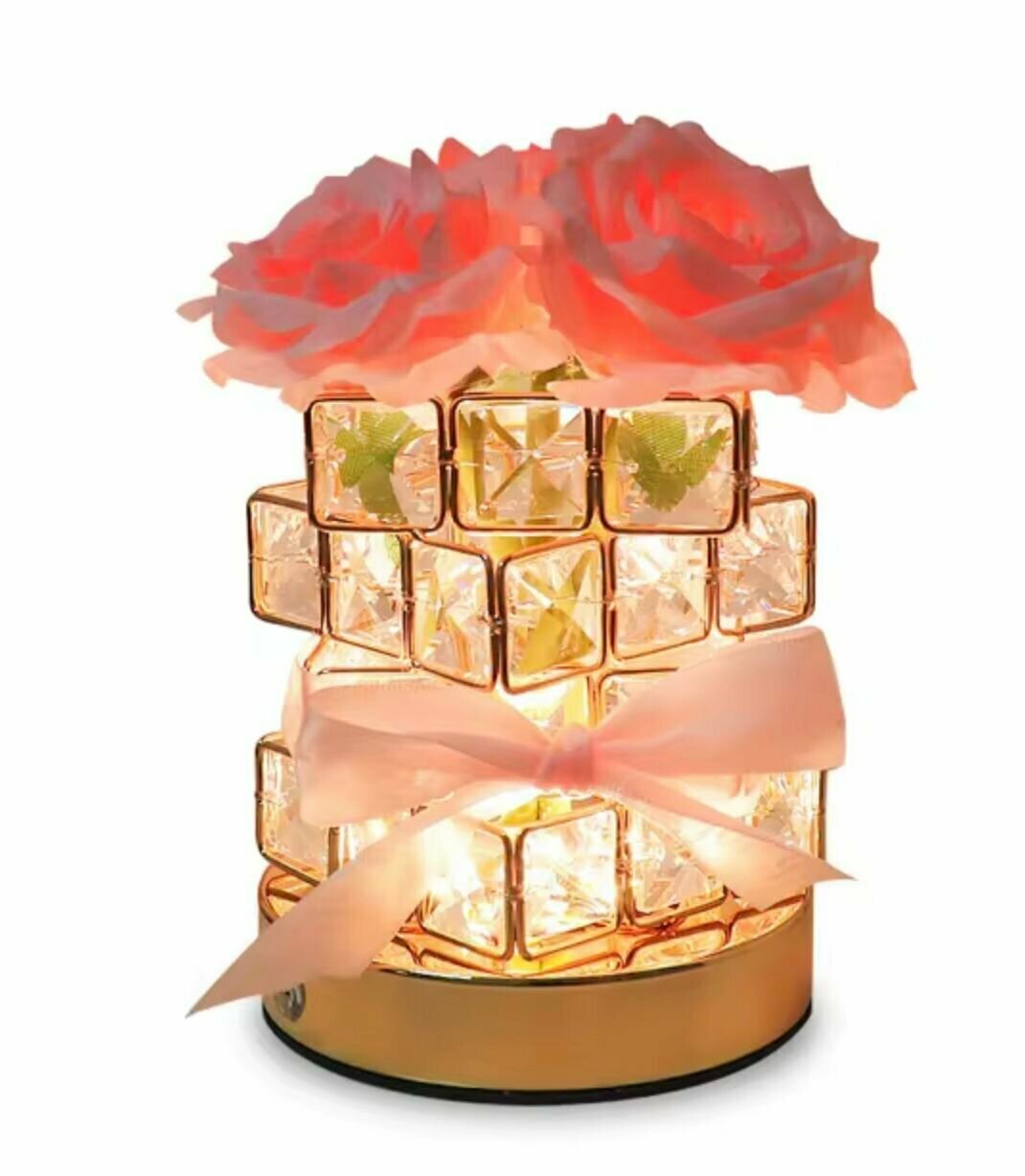 Ночник декоративный Букет настольный светильник, 28 см, цвет розовый