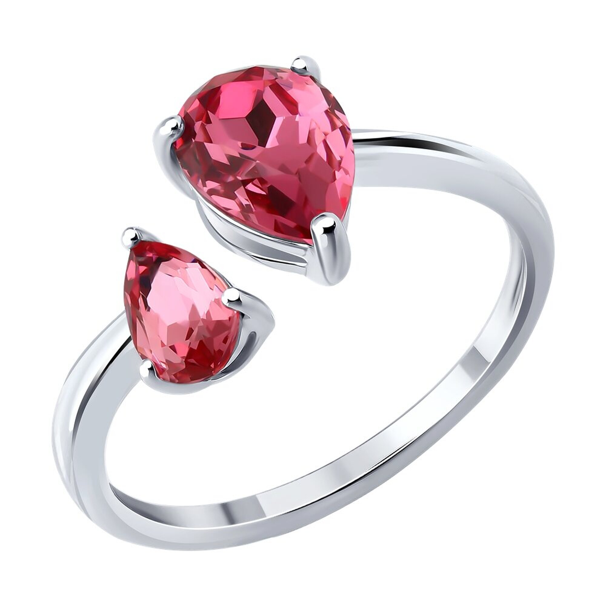 Кольцо, серебро, 925 проба, родирование, кристалл