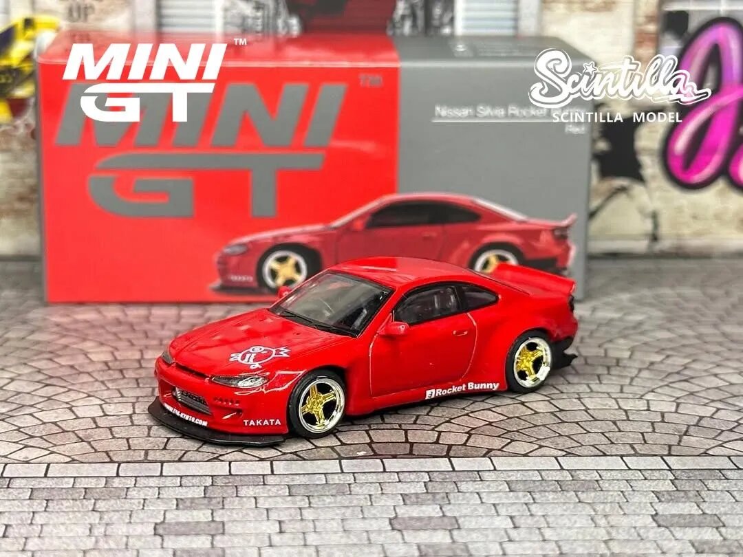 Машинка MINI GT 1/64 minigt #527 Nissan Silvia (S15) Rocket Bunny Red Alloy Car Model Collection Gift