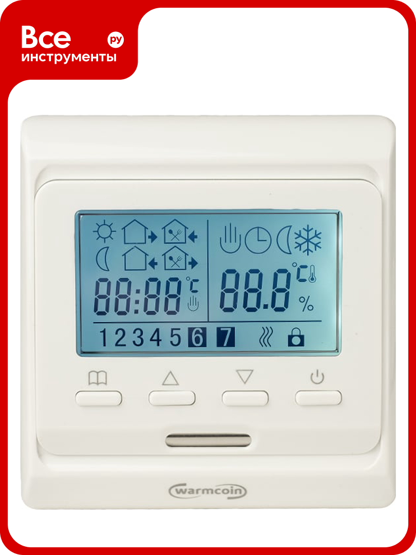 Терморегулятор программируемый c Wi-Fi Warmcoin W51 белый W51_БЕЛЫЙ_WiFi