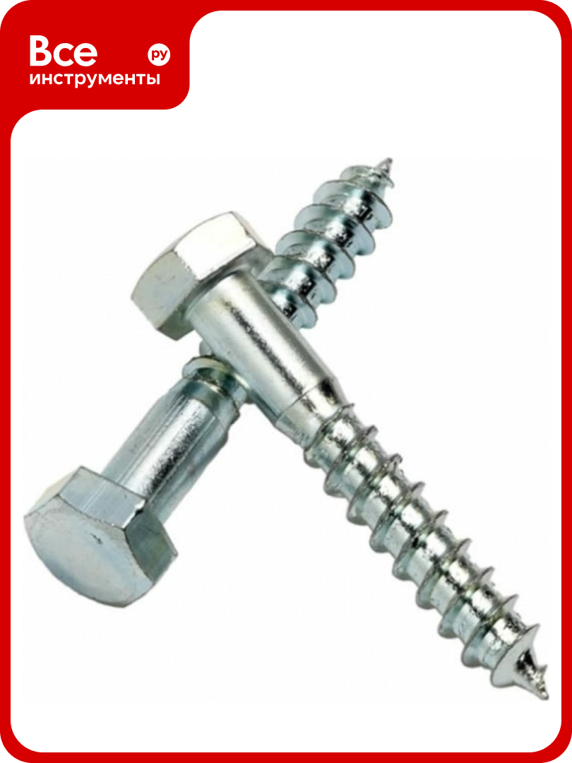 Шуруп с шестигранной головкой крепежная техника 6x60 5 шт. 12008, стальная шестигранная шлиц, оцинкованное покрытие