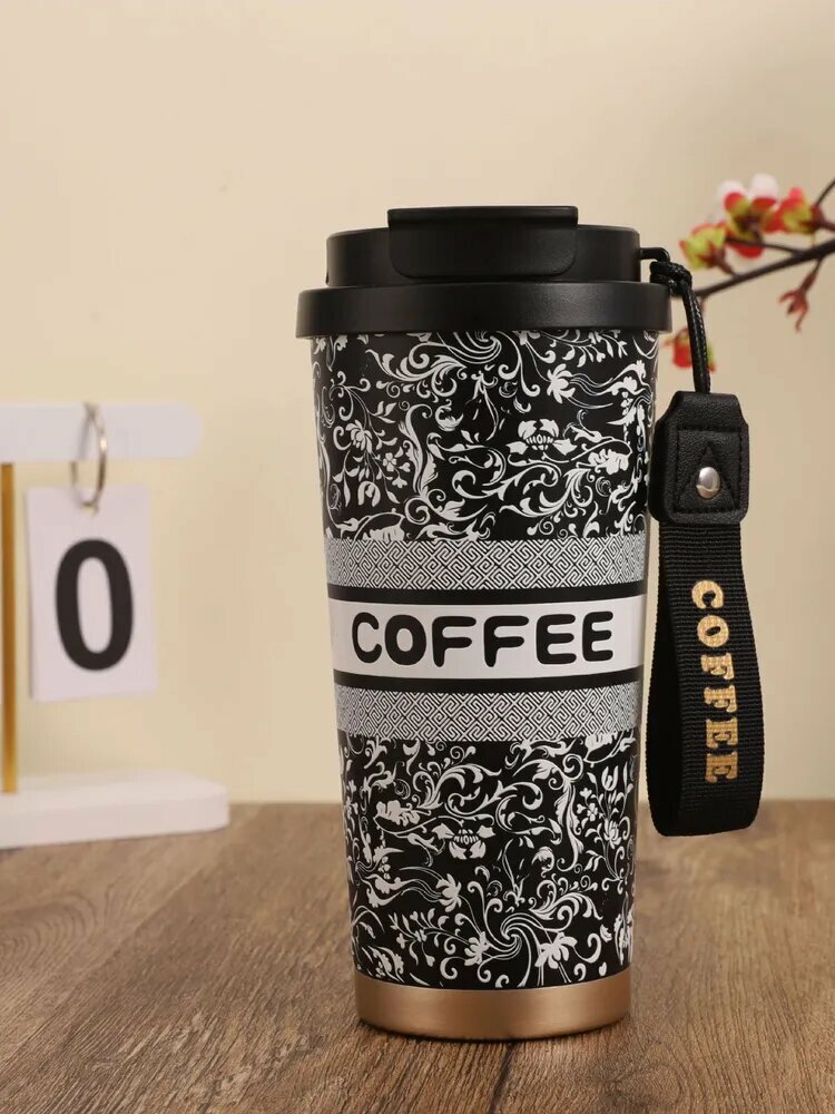 Новая вакуумная колба Overlord Tea Ji coffee из высококачественной нержавеющей стали с черным цветком ландыша