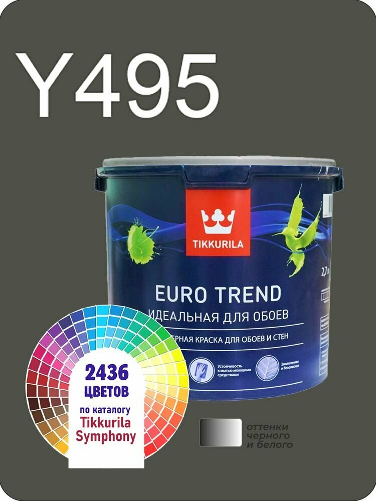 Краска для обоев Tikkurila Euro Trend 2,7л. оттенки черного Y495