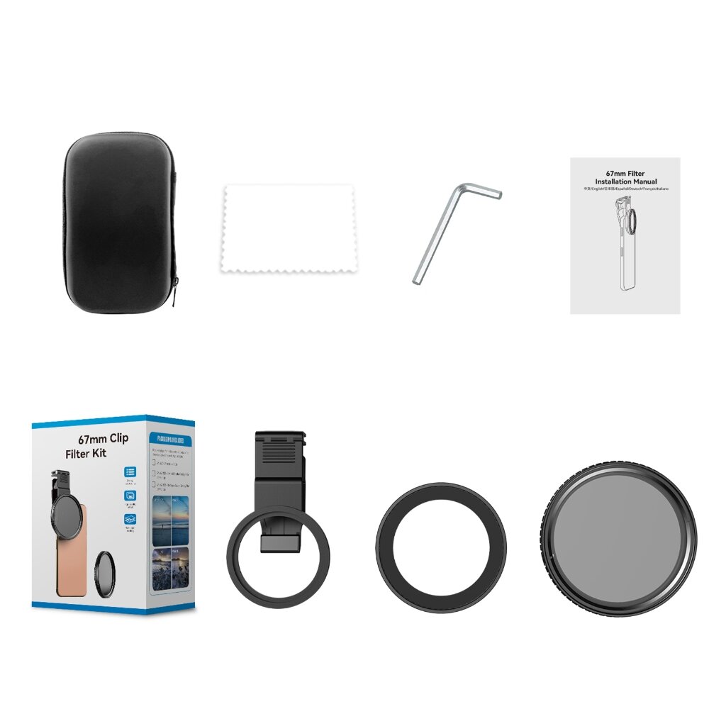 67-миллиметровый фильтр-круговой поляризатор для телефона с зажимом CPL для телефона 16 15 14 и других смартфонов, набор поляризационных фильтров