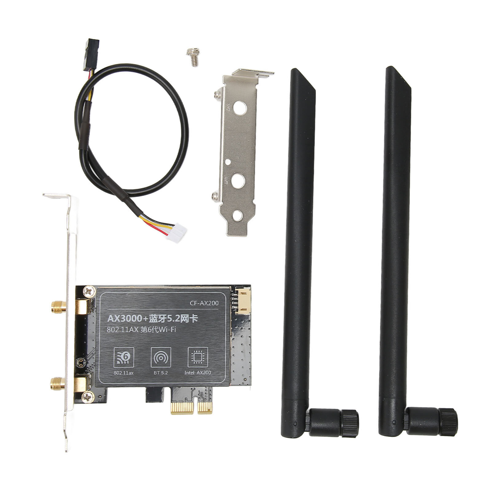 Wi-Fi 6 PCIe карта AX3000 Мбит/с, 2.4 ГГц / 5 ГГц, с двумя антеннами, Bluetooth 5.2, MU-MIMO, OFDMA, беспроводной PCIe адаптер для ПК, настольного компьютера, игровых систем.