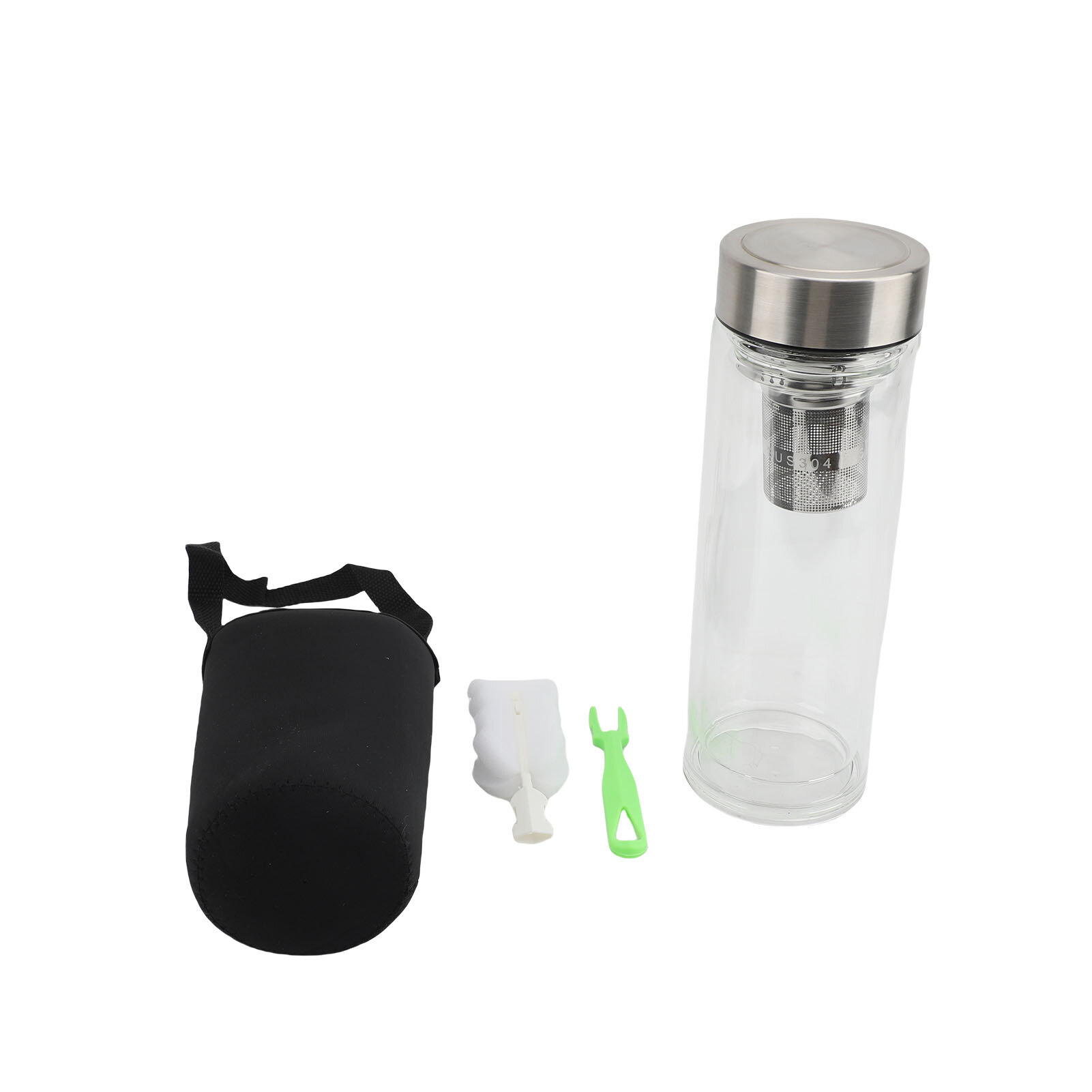 Бутылка чая Портативная прозрачная бутылка чая из боросиликатного стекла с двойными стенками и ситечком из нержавеющей стали для дома и улицы 1000 мл