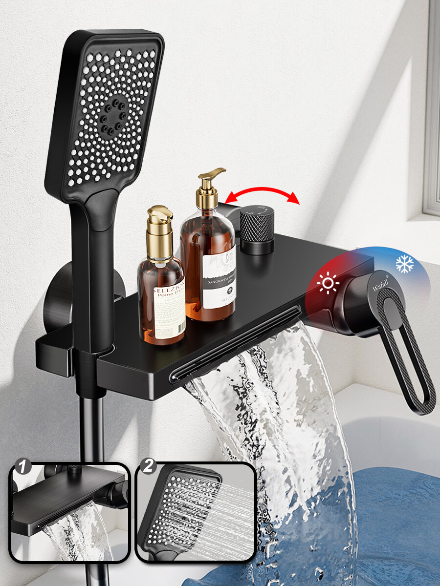 Душевая система, смеситель для ванны с душем, набор для ванной комнаты, 3 В 1, новый дизайн, черное