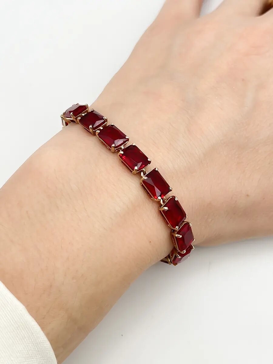 Браслет, рубин синтетический