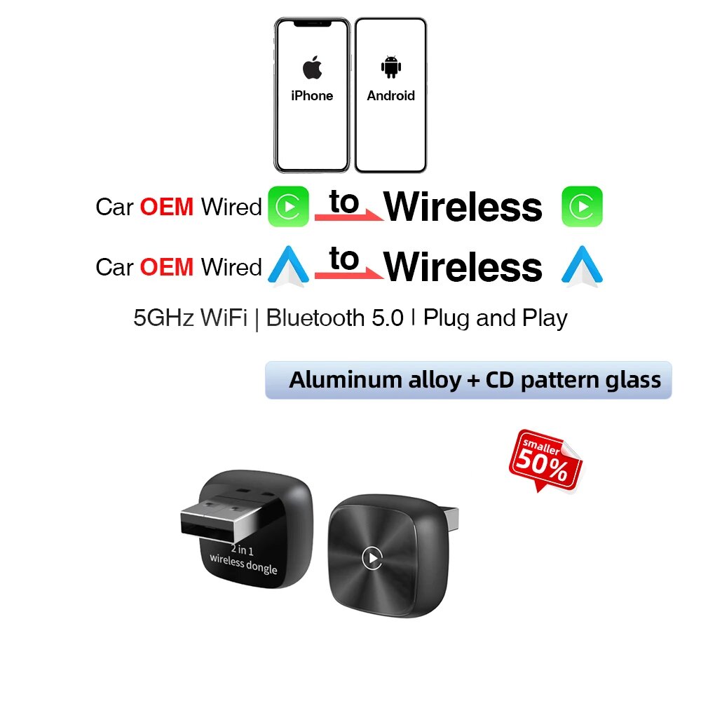 Универсальный Беспроводной Адаптер CarPlay Android Auto USB-донгл Smart Mini Box Plug & New Mini CD