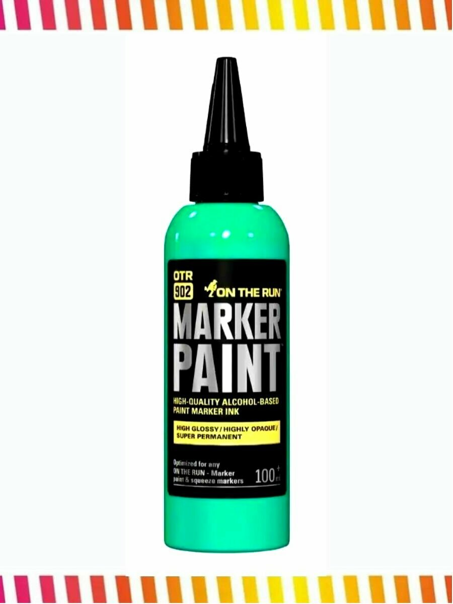 Заправка краска Marker paint OTR 902 салатовая 100мл чернила для маркеров и сквизеров, для граффити и теггинга