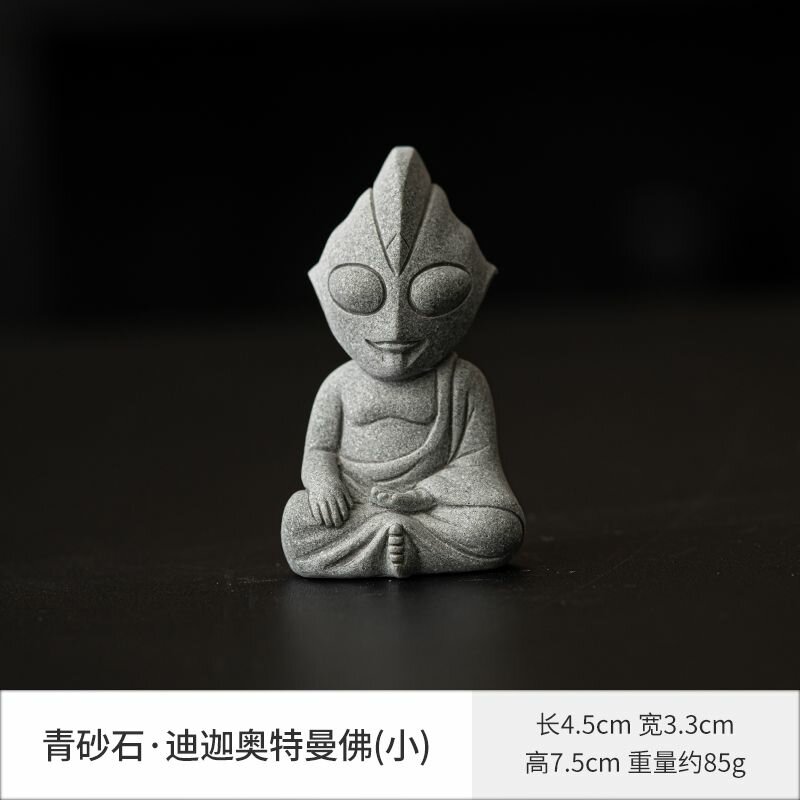 Зеленый песчаник Ультрамен Тига Будда будущего, чайный питомец, настольный орнамент, декор для аквариума, каменная горка, ландшафтный декор, подходящий для бонсай