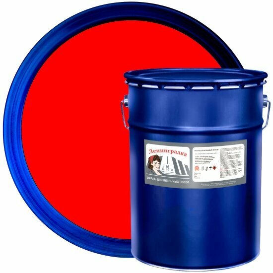 Износостойкая краска для бетонных полов Ленинградка АК-114, 20 кг, красный