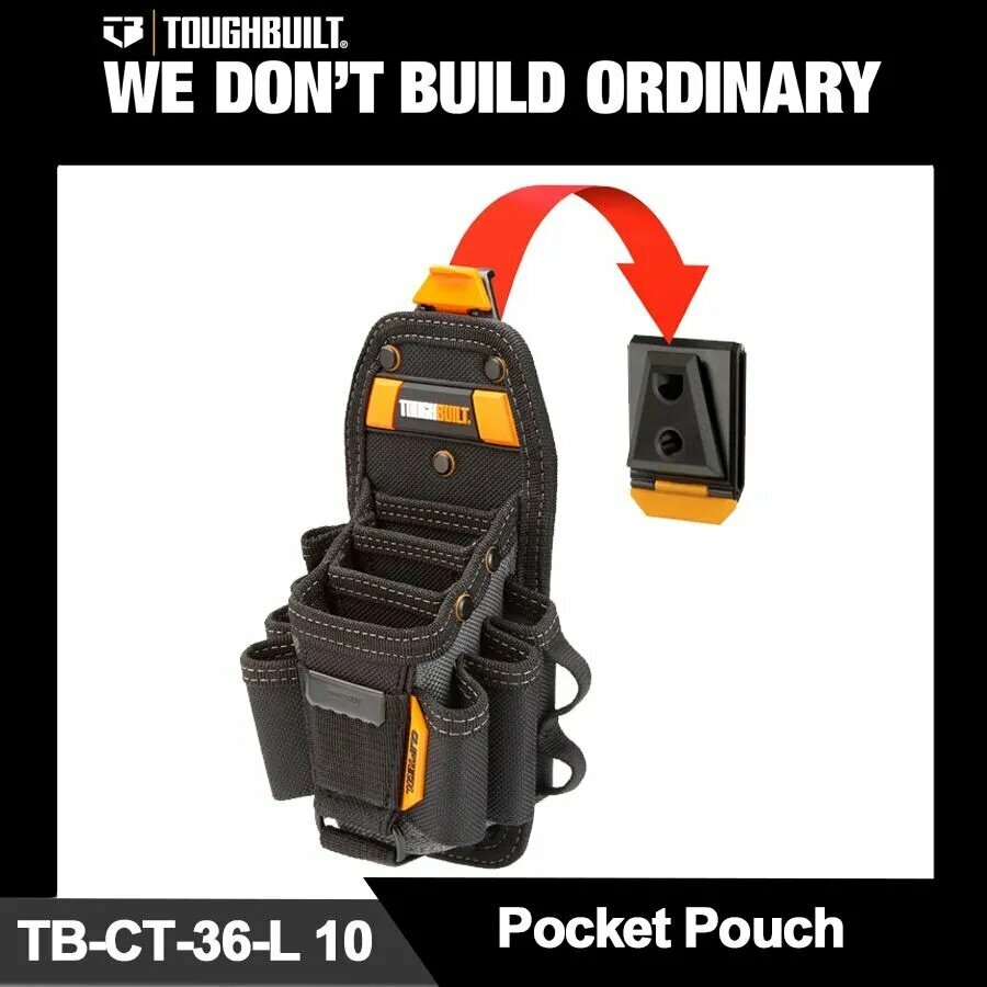 TOUGHBUILT Сумка для инструментов с хабами ClipTech, Large, с 11 карманами, Technician 10 , TB-CT-36-L10