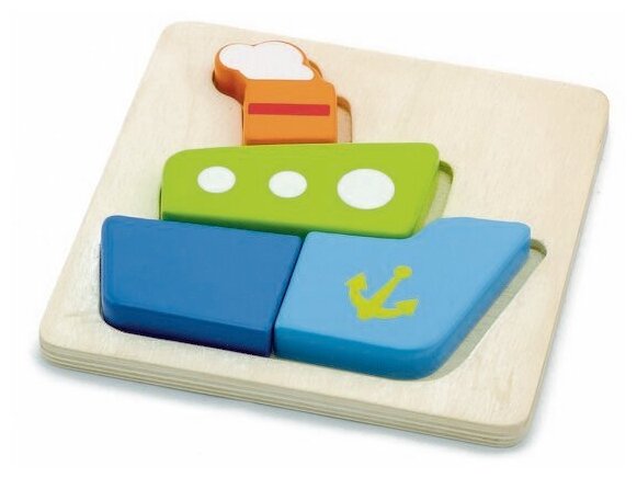 Пазл блочный "Кораблик" (4 детали) в коробке, 3 штуки