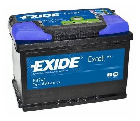 Аккумулятор автомобильный Exide Excell EB 741 6СТ-74 прям. 278x175x190