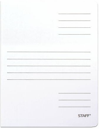 Скоросшиватель картонный Staff из микрогофрокартона, 30 мм, до 300 листов, белый (128991)