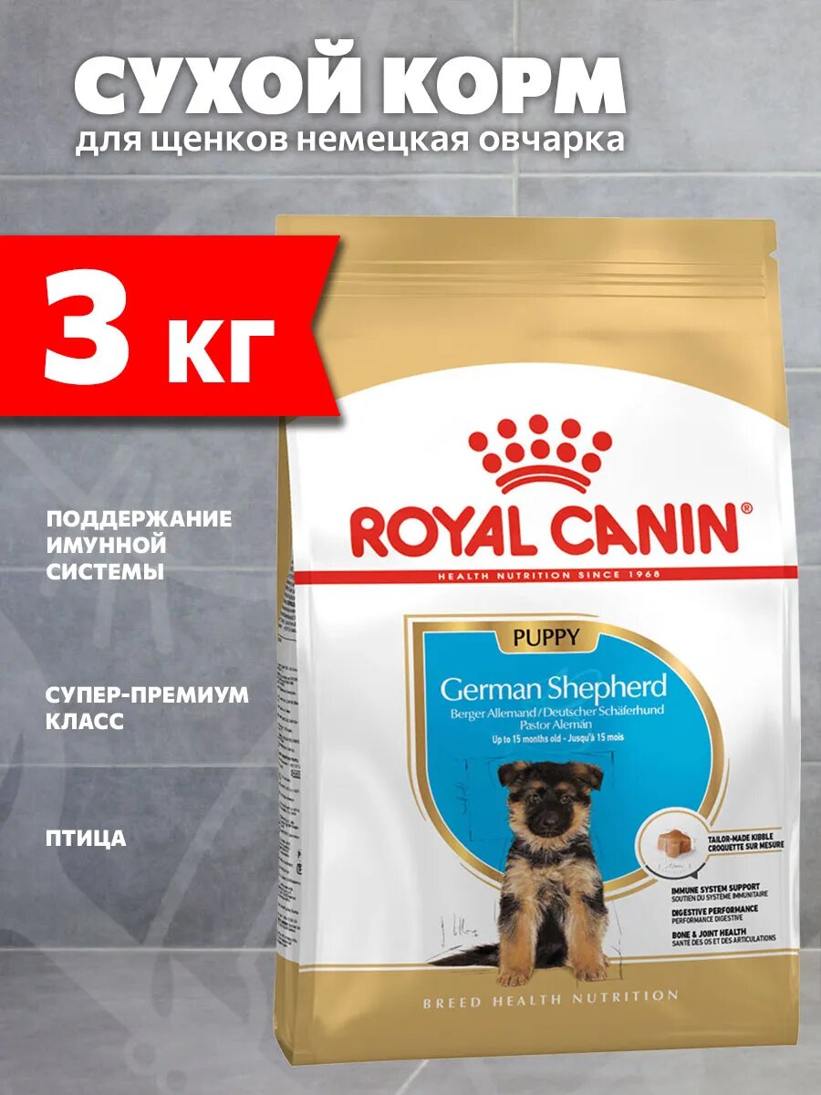 Корм сухой Royal Canin German Shepherd Puppy для щенков немецкая овчарка, 3 кг