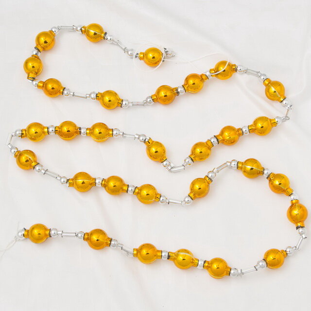 Бусы стеклянные №6 130 см золотые, Фабрика Елочка, С102-зол