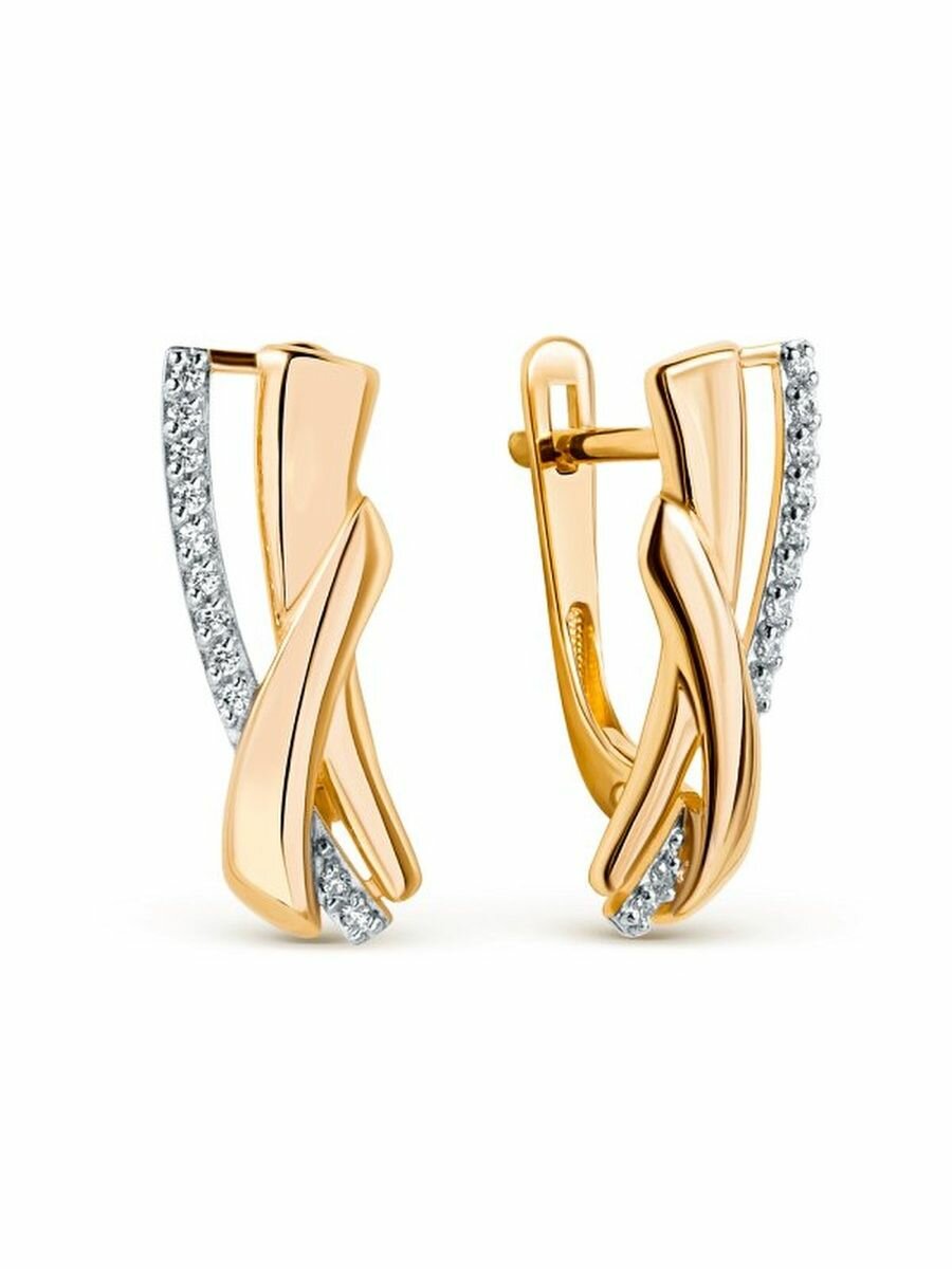 Серьги, красное золото, 585 проба, фианит