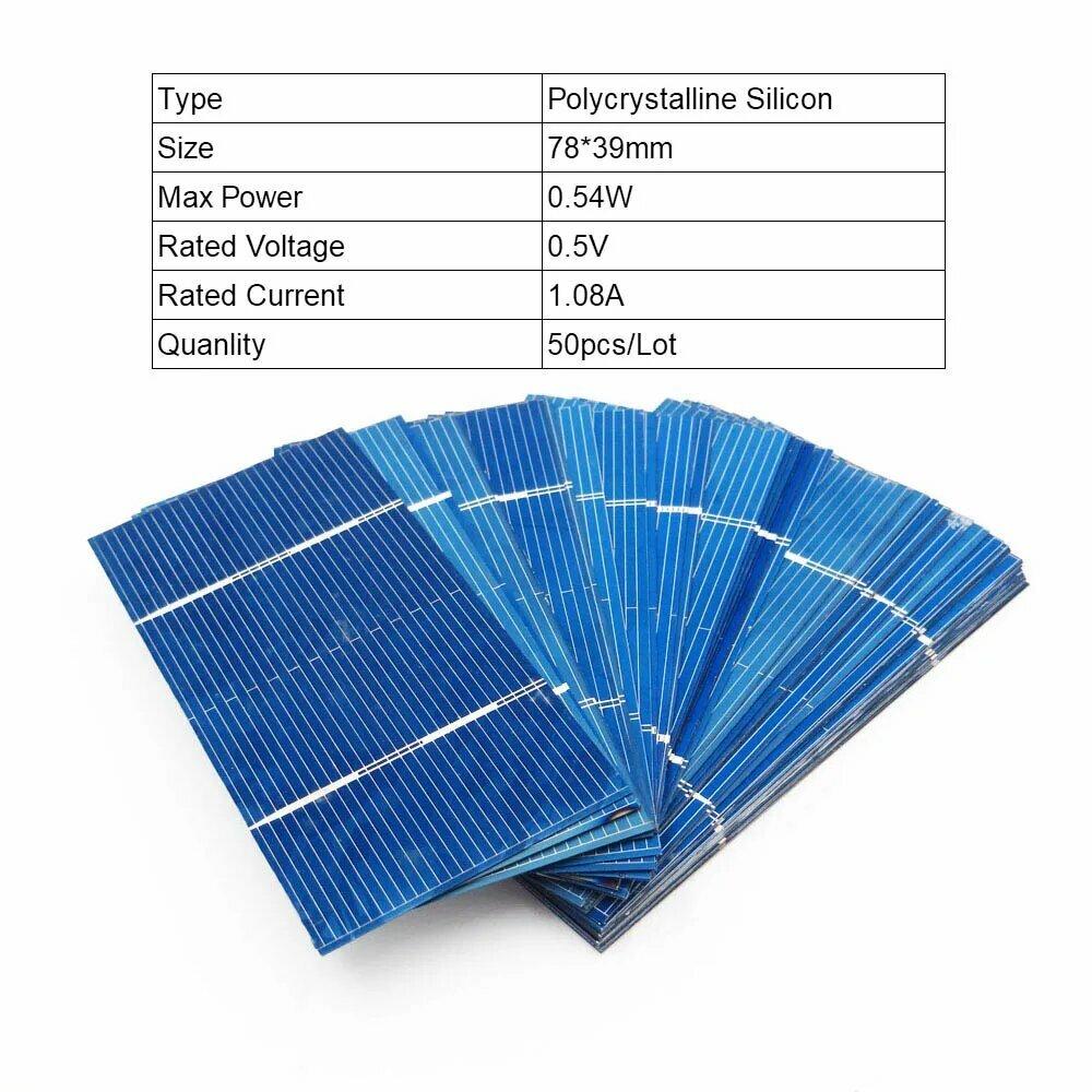 Солнечные панели 50 шт./лот 52 78 26 19 78 156 125, зарядное устройство «сделай сам», поликристаллический кремний, солнечная энергия, панель 0,5 В
