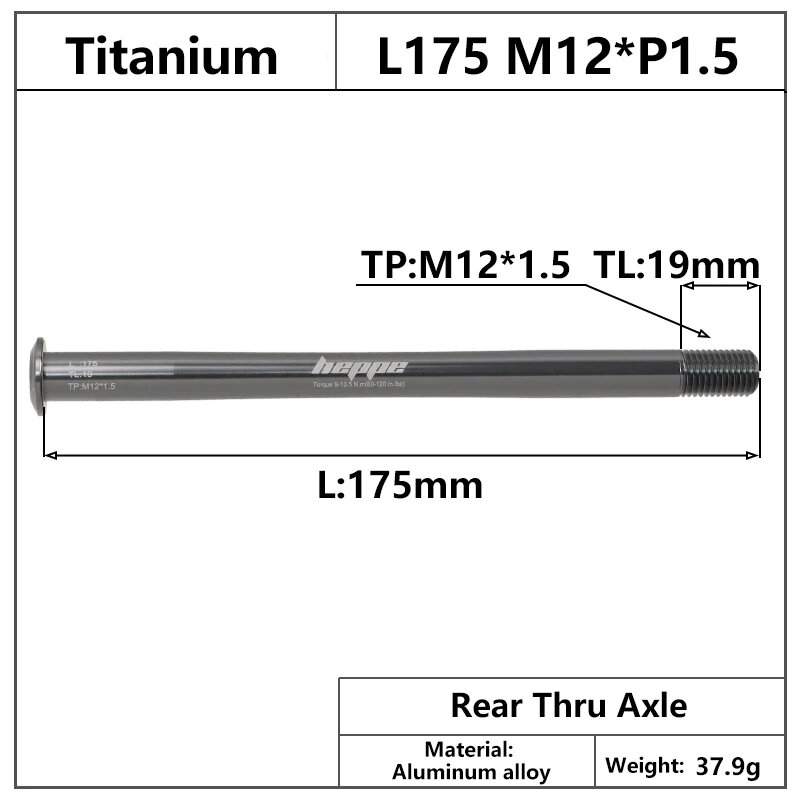 Сквозная ось HEPPE для велосипедов titanium 12x142/148 L175 M12x1.5 TL19