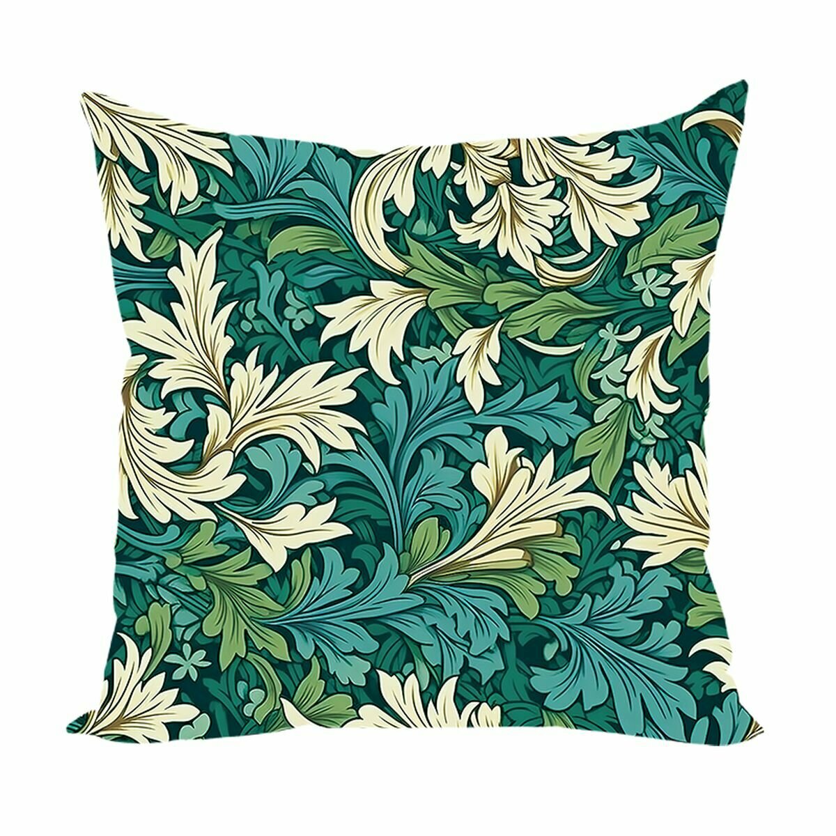 Подушка декоративная Бирюзовый сад Моррис велюр 40х40