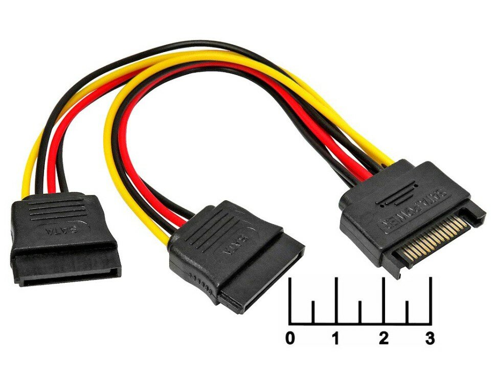 Переходник SATA power штекер/SATA power 2 гнезда 15см (CC-SATAM2F-01)