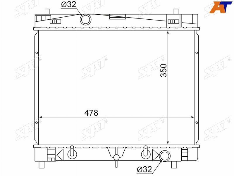 . SAT Радиатор охлаждения двигателя для Toyota Ractis 05-16 , Vitz 05-20 , Subaru Trezia 10-16 , Toyota Belta 05-12 , Ist 07-16 , P