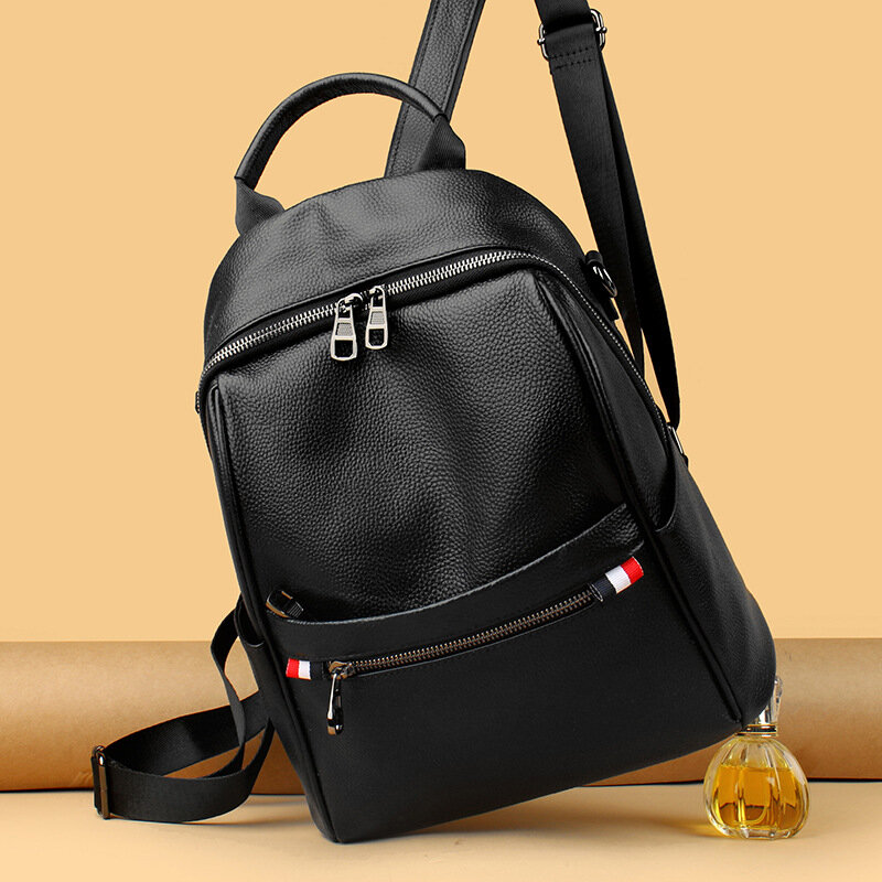 Рюкзак, кожаный, черный, воловья кожа, 2024 год