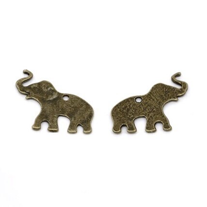 Подвеска, 25х20мм, слон, базовый материал - цинковый сплав, бронзовый, 5 шт.