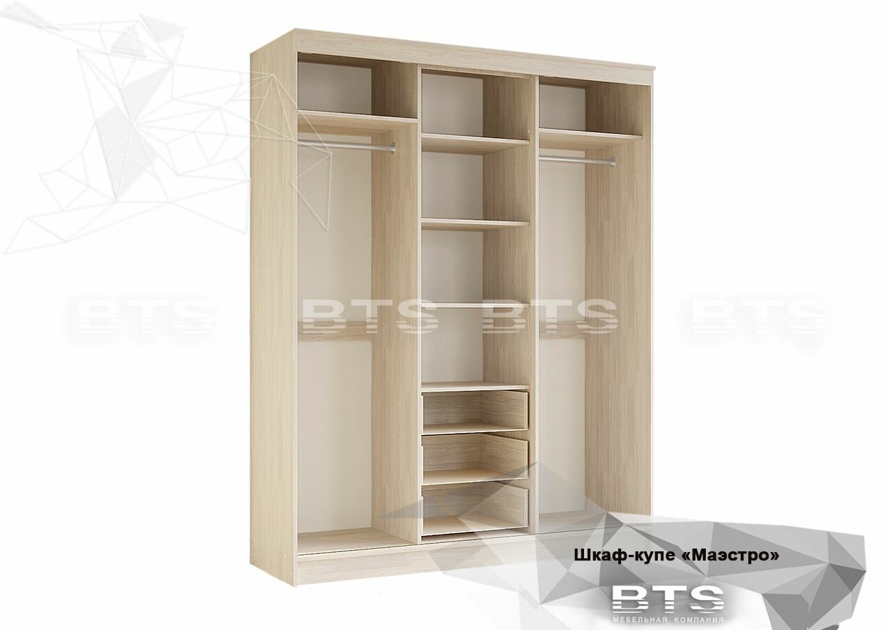 Шкаф-купе БТС Маэстро, ЛДСП/зеркало, 170 см х 59 см x 220 см — фото 1