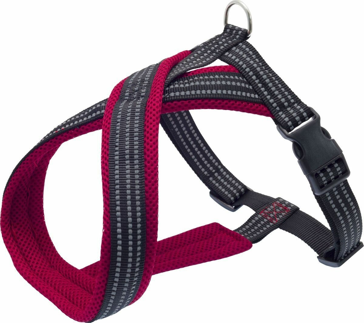 Каскад Шлейка нейлон Х-образная с мягкой подкладкой, красная, 20 мм обхват шеи 40 см, обхват груди 44-55 см