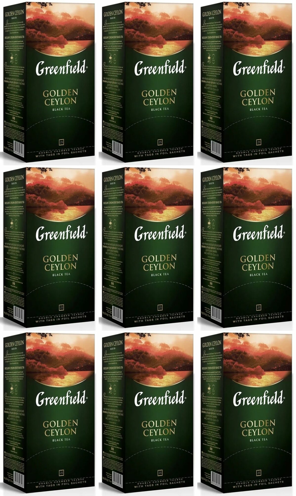 Greenfield Чай черный байховый Golden Ceylon, 25 пакетиков, 9 уп