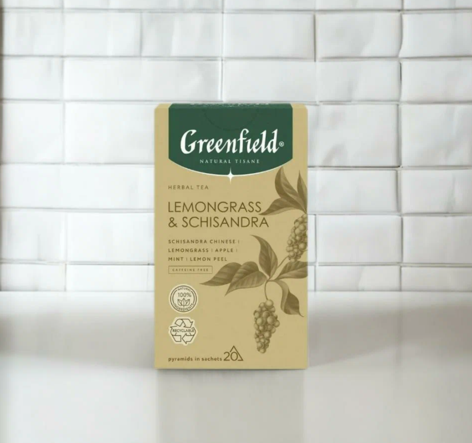 Чай Гринфилд лемонграсс и лимонник 20 пирамидок