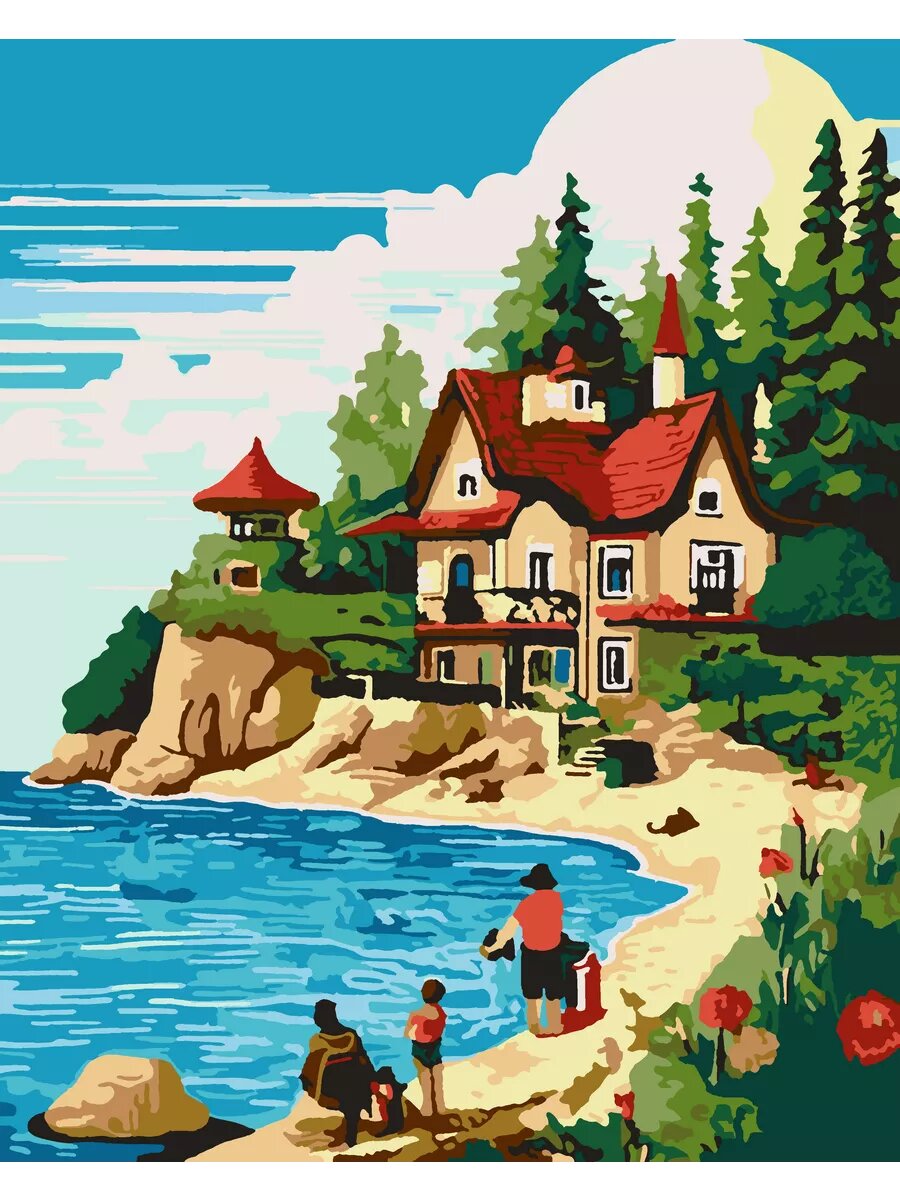 Картина по номерам "Домик в горах" 40 x 50, холст на подрамнике, акриловые краски