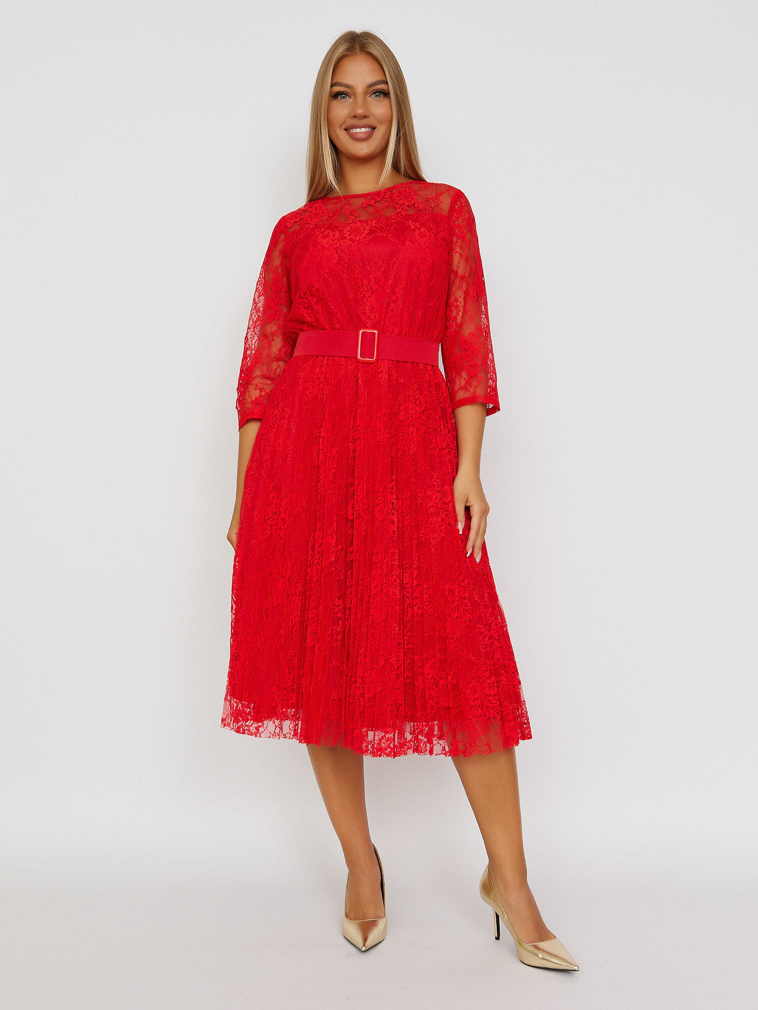 Платье женское BrandStoff, вечернее, праздничное, кружевное, нарядное, красный, 48