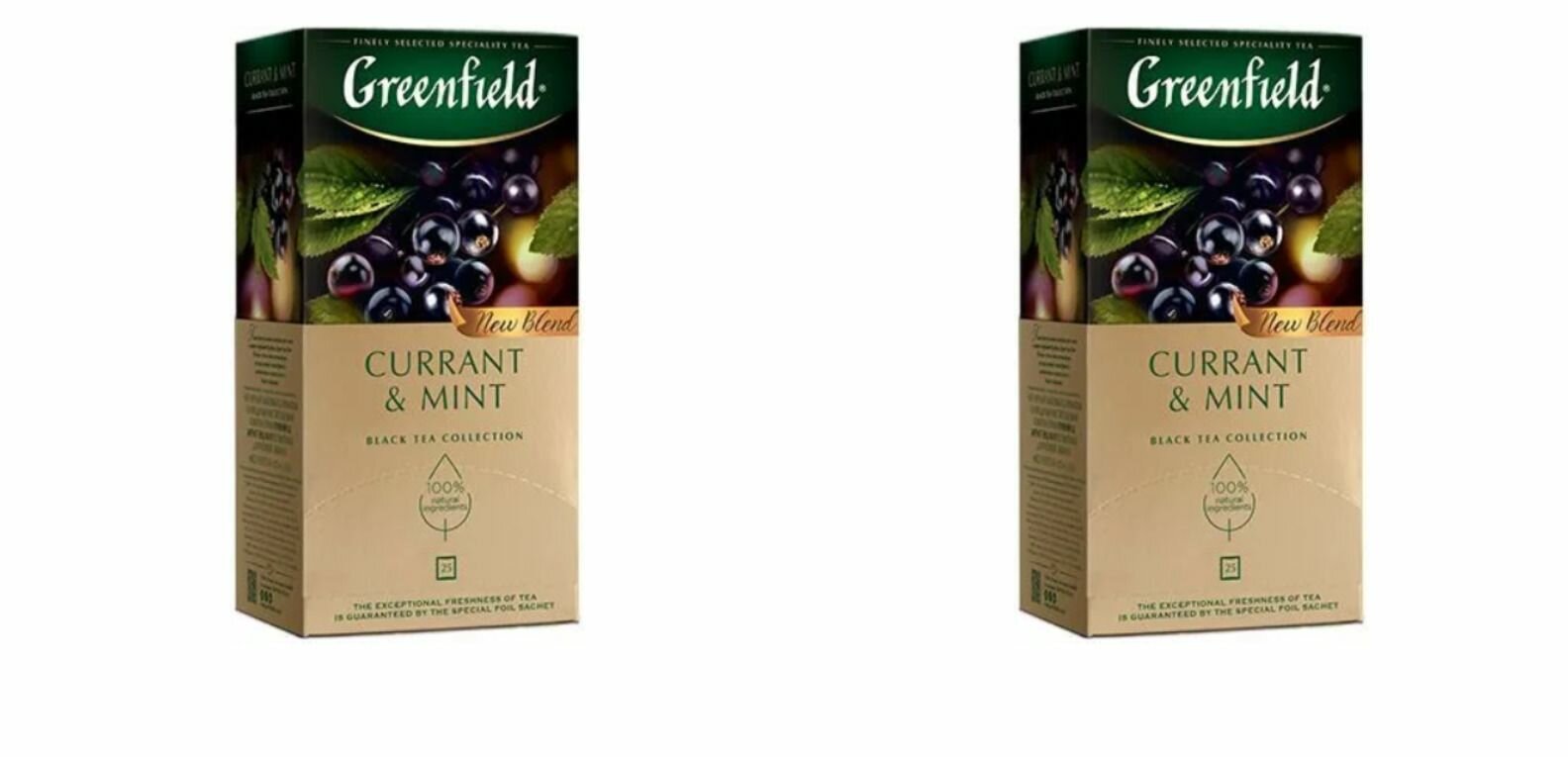 Greenfield чай черный Currant Mint, 25 пак, 2 шт