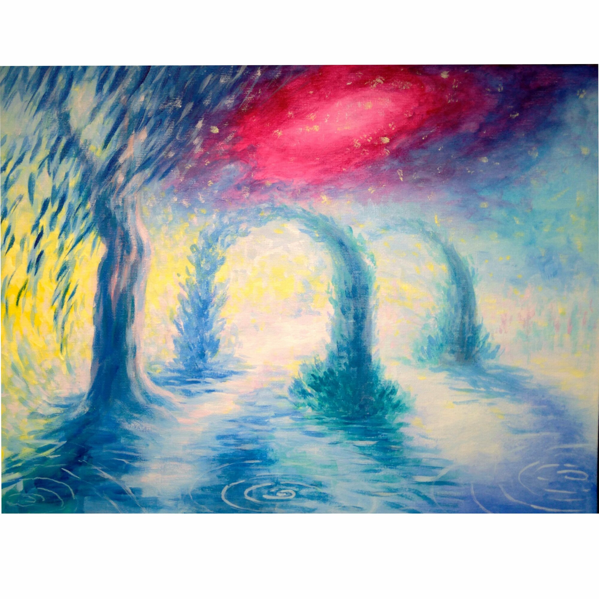 Картина акрилом на оргалите "Звездная ночь" 30х40 см.