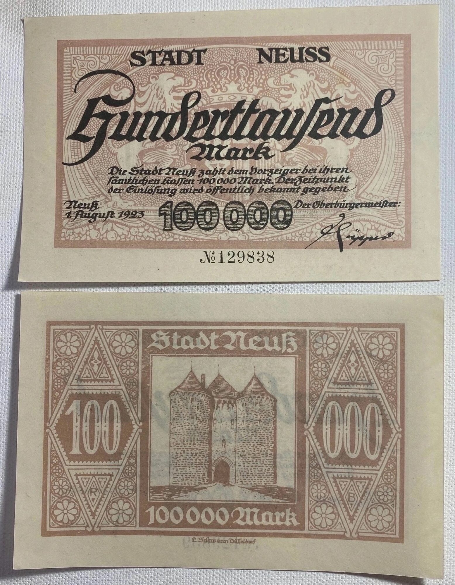 Германия Нойс 1000000 марок 1923 года