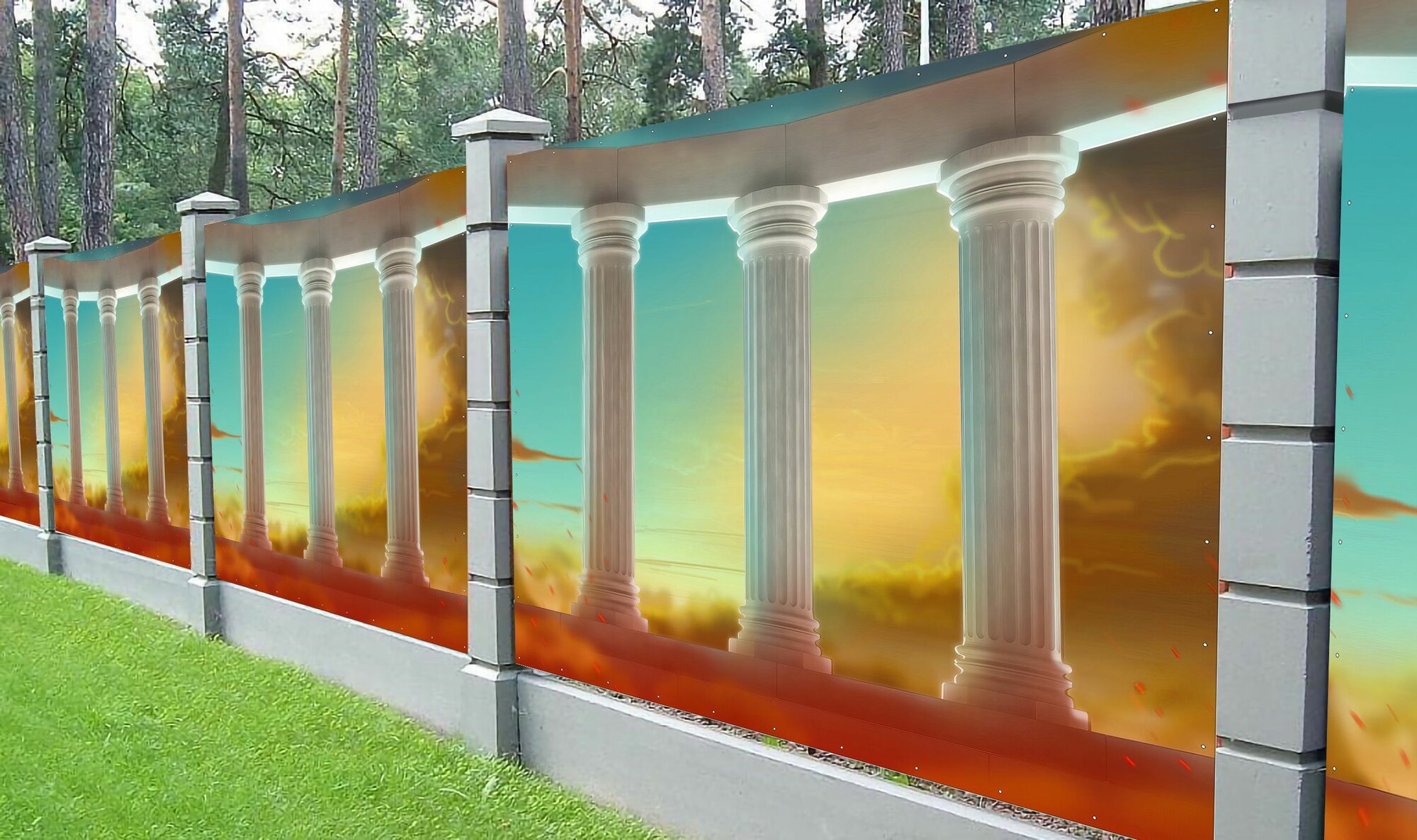 Фотосетка для забора, фасада Фотофасад с люверсами 3 х 2,4 м