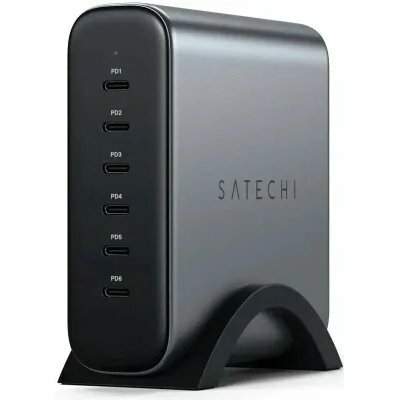 Сетевое зарядное устройство Satechi 200W (ST-C200GM-EU) 6 х USB-C PD, 200Вт, кабель 1.5 м, серый